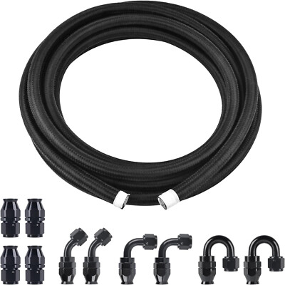 6AN Fuel Line Kit,AN6 Braided Nylon Fuel Hose PTFE 10FT With Hose ...