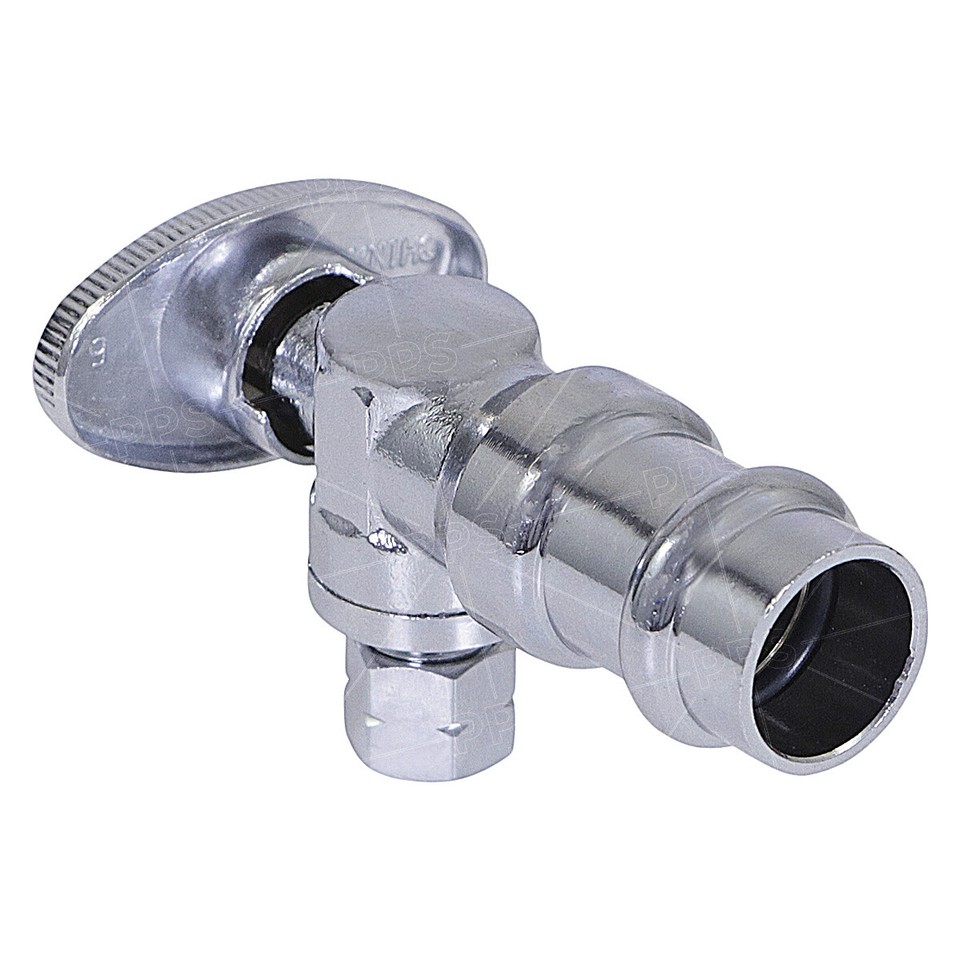 1/2" Press x 1/4in OD 1/4 Turn Press Angle Stop Valve Chrome Plated ...