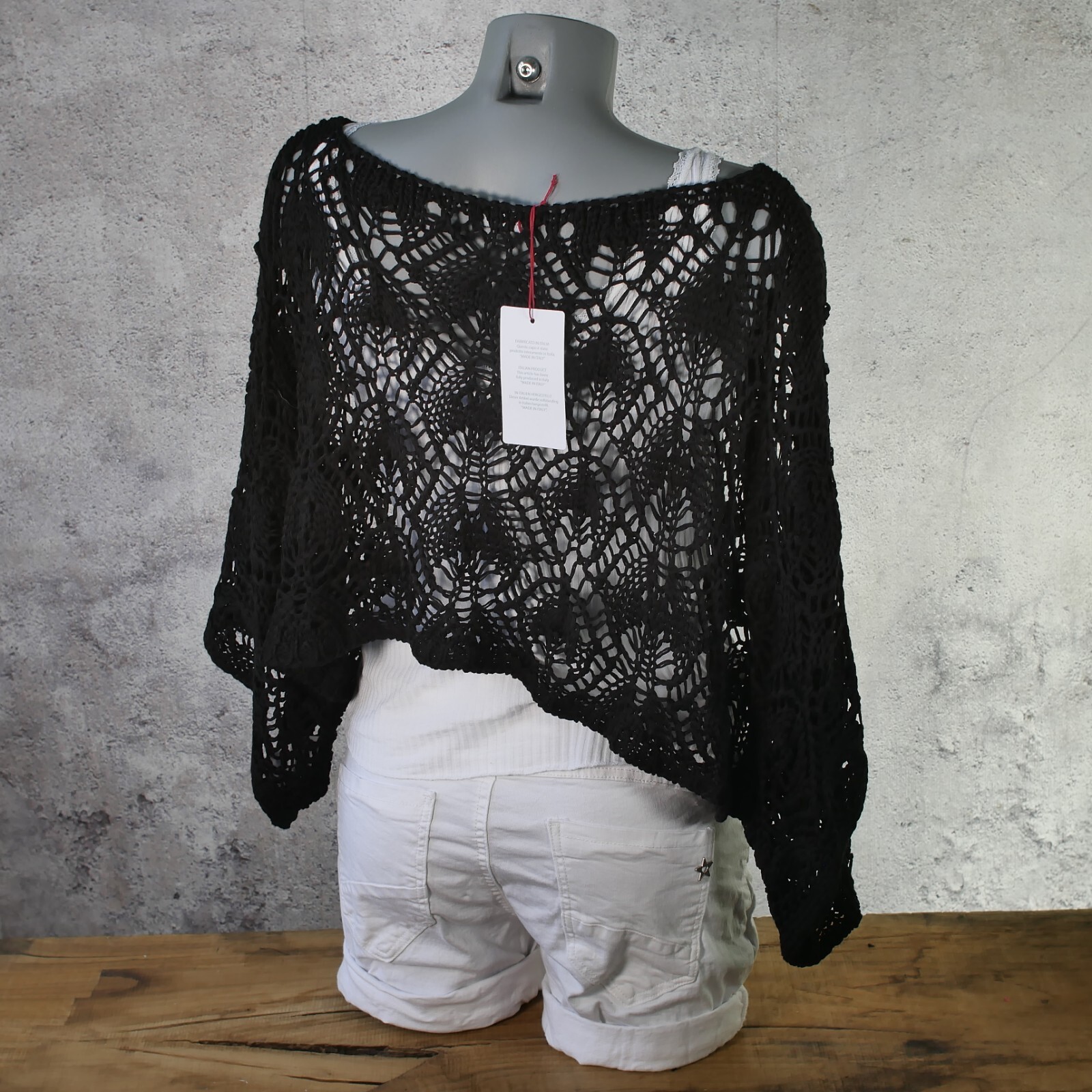 ♥ Italy Lochpulli Lochmuster Pulli Strick Oversize Netzpullover 36 38 40 42 | eBay