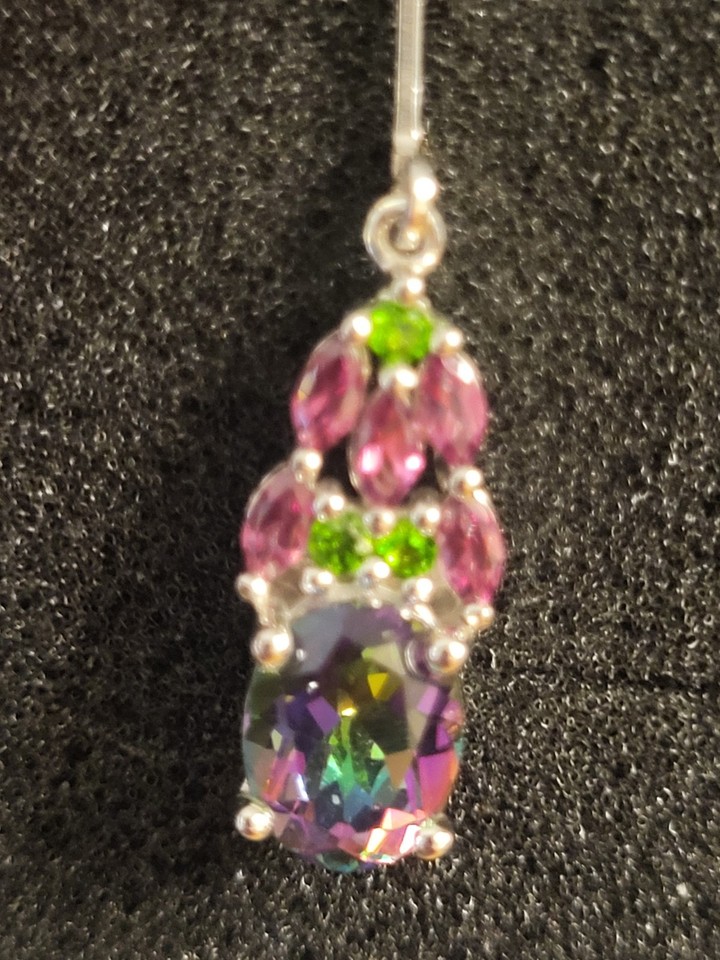 Iridescent Mystic Fire Topaz And Multigem Dangle Earrings, 925ss, NIP ...