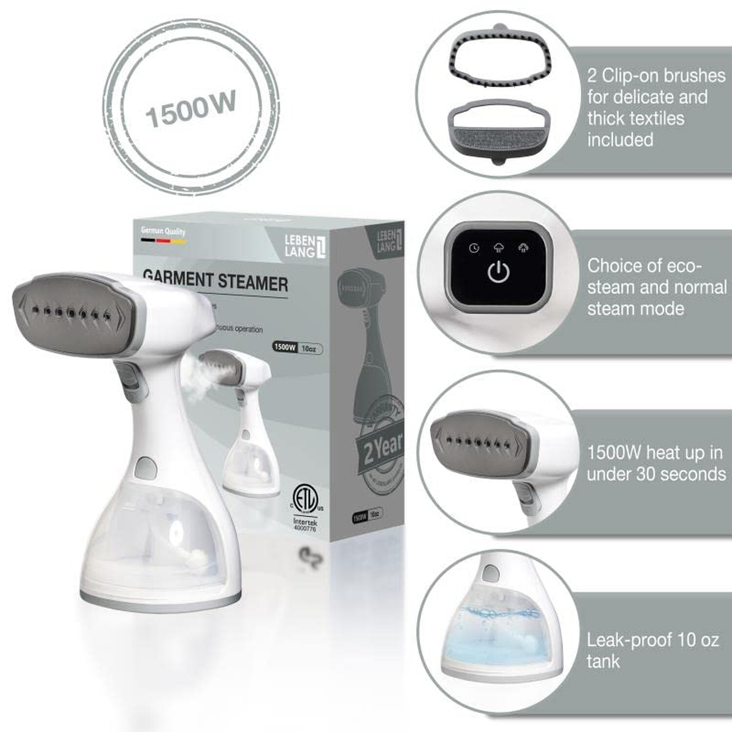 Clothes Steamer handheld white| 1500W quick hand steamer for clothes ...