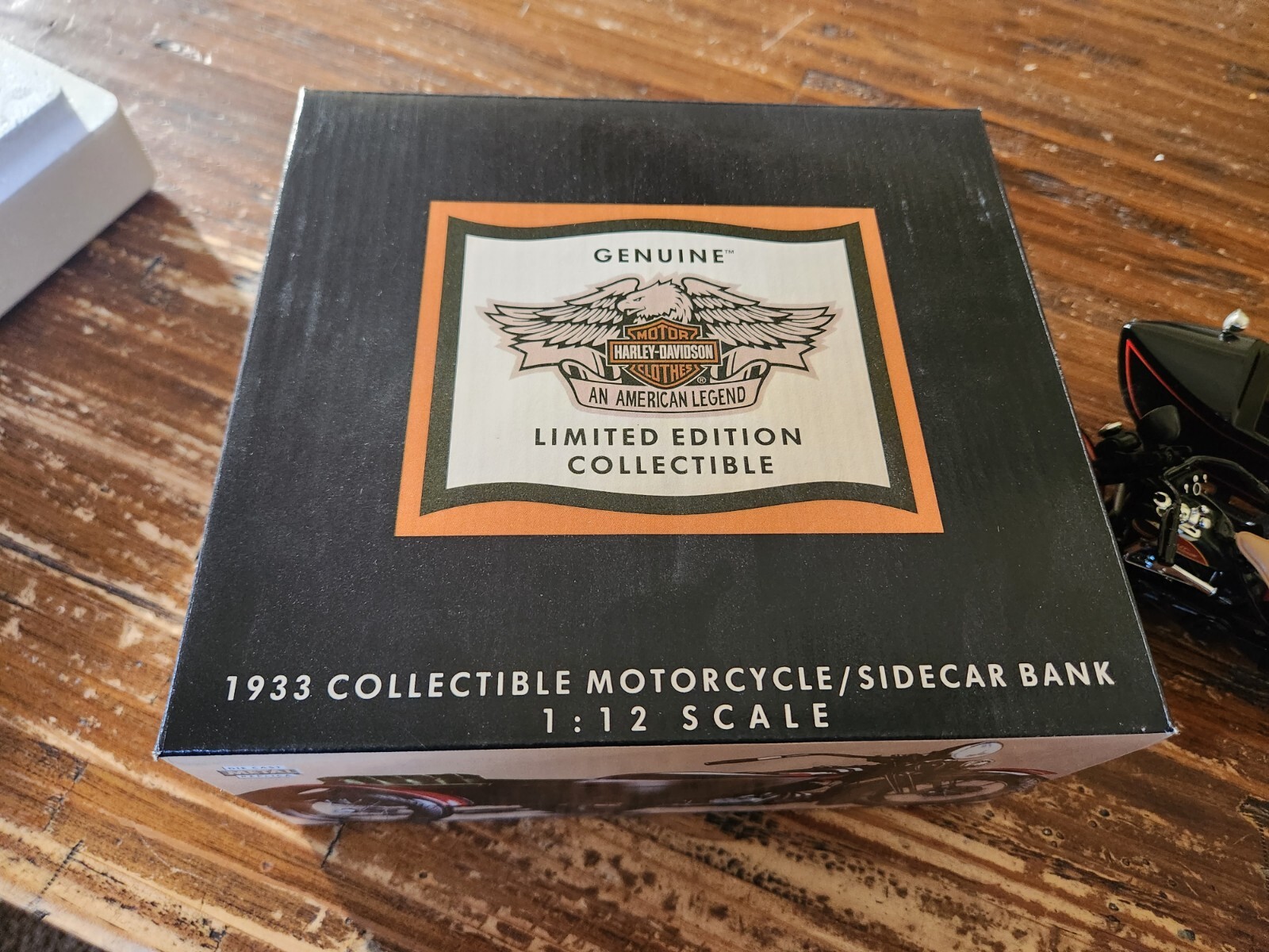 Harley Davidson 1933 Black Motorcycle Sidecar Coin Bank 1/12 Diecast ...