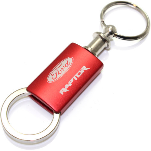 Ford Raptor Red Logo Metal Aluminum Valet Pull Apart Key Chain Ring Fob ...