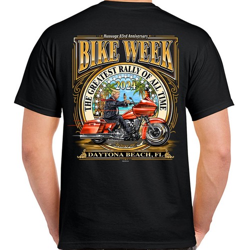 2024 Bike Week Daytona Beach Tweetin' Trump Biker T-Shirt | eBay