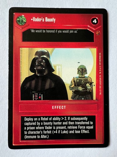 SWCCG: Vader's Bounty Cloud City Star Wars CCG FS Eligible Dollar Rare ...