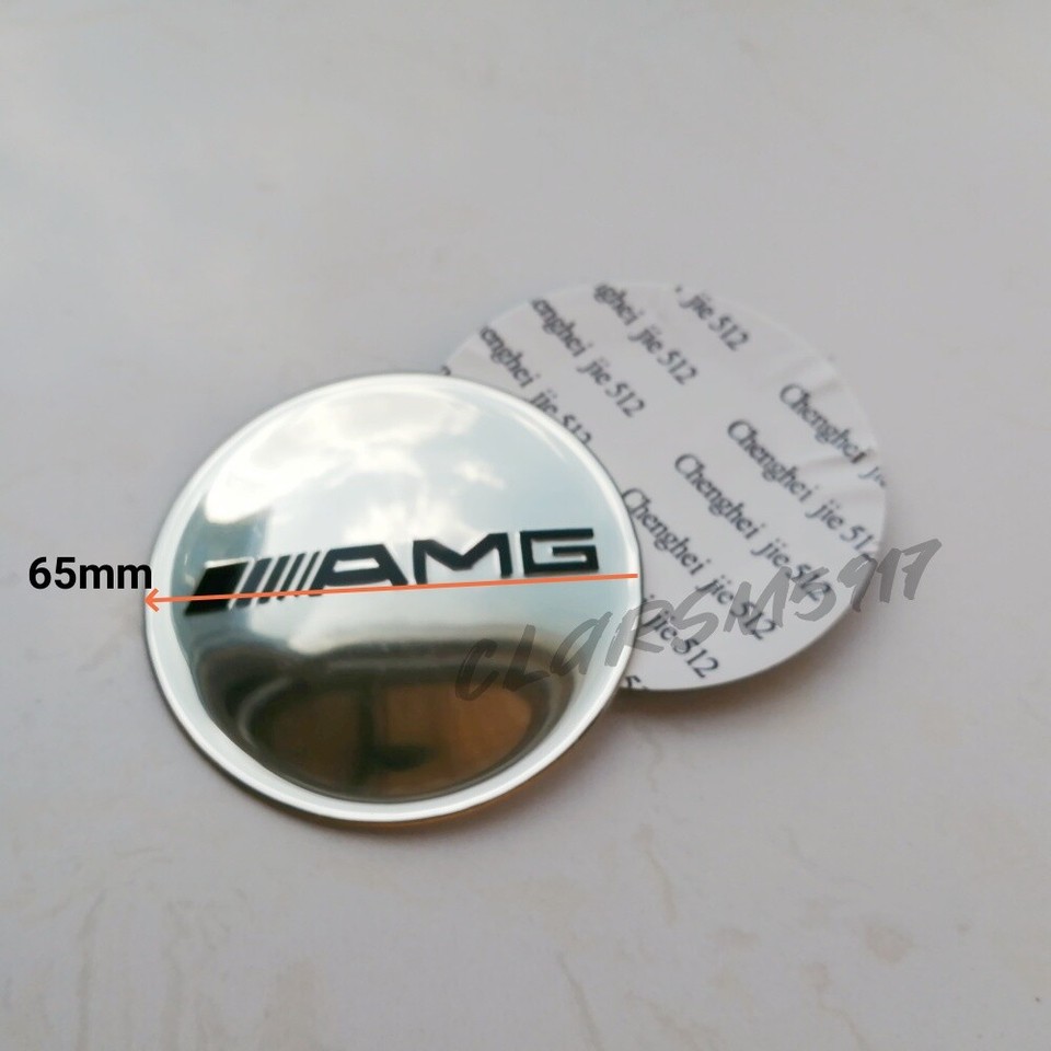 4 Pcs 65mm Silver Wheel Center Cap Stickers Decals For Mercedes Benz ...