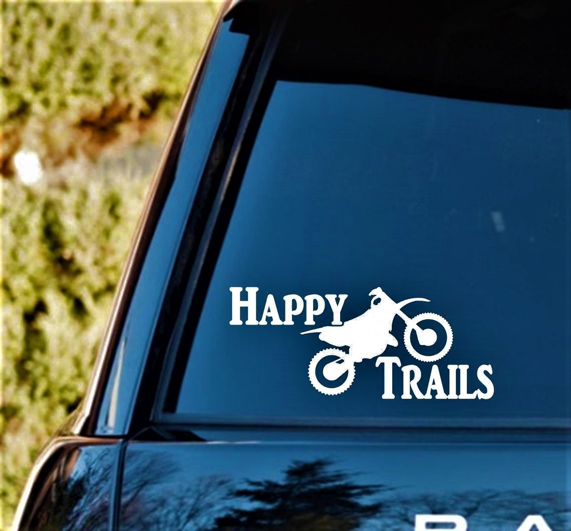 Happy Trails Dirt Bike Decal Sticker Helmet Riding Gloves Boots C1126 ...