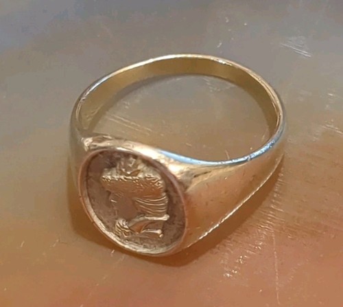 Vintage Avon Sterling 18k Yellow Gold HGE Victorian Lady Signet Ring ...