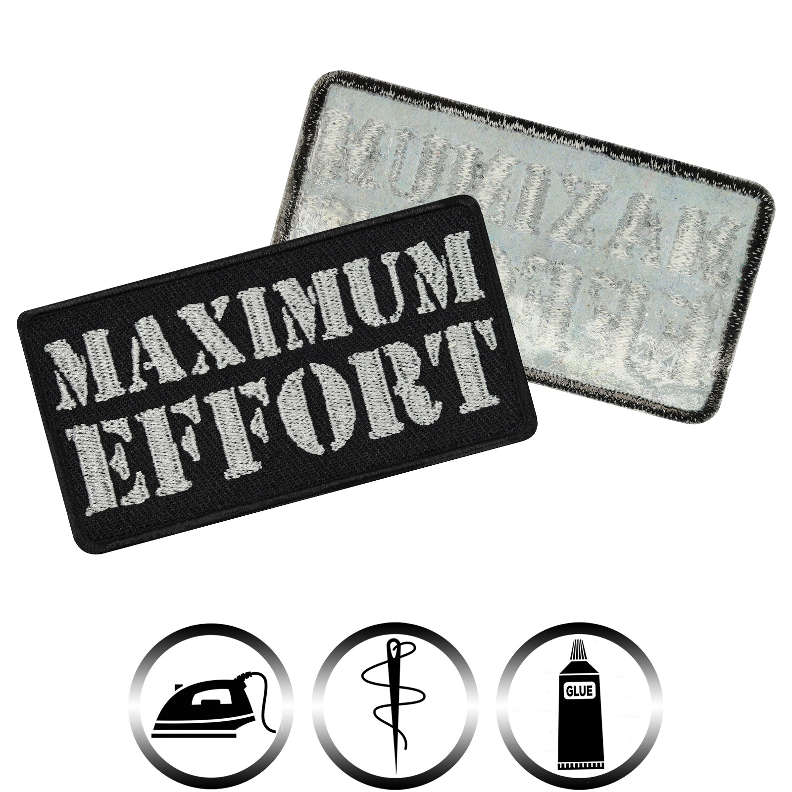 Lustiger Patch "Maximum Effort" Aufnäher Sticker aufbügeln Applikation 75x40mm | eBay