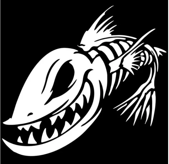 Fish Skeleton Skull Decal Fishing Tumbler Car Window Boat Stickers | eBay
