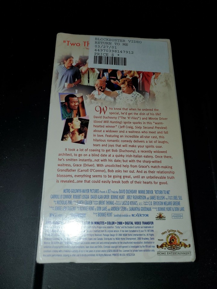 Return to Me (VHS, 2000, DD) David Duchovny, Minnie Driver 27616853721 ...