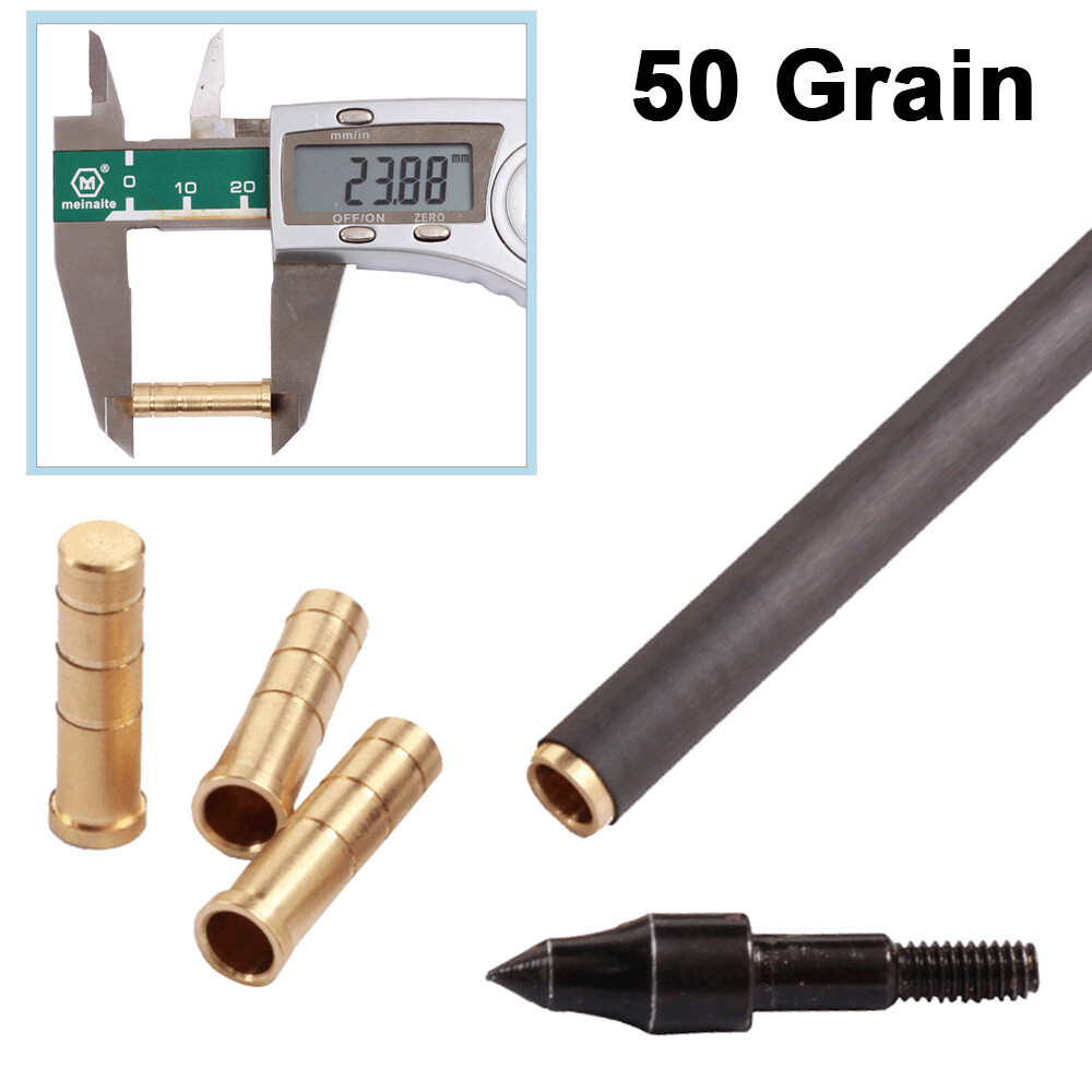24Pcs 50 Grain Screw Copper Brass Arrow Inserts Fit for ID.244/6.2mm ...