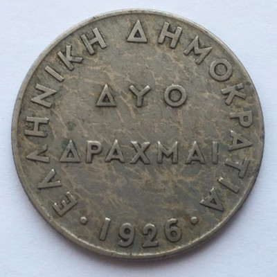 1926 GREECE 2 DRACHMAI COIN FREE SHIPPING | eBay