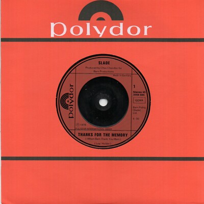 Slade - Thanks For The Memory (7" Single 1975) EX | eBay