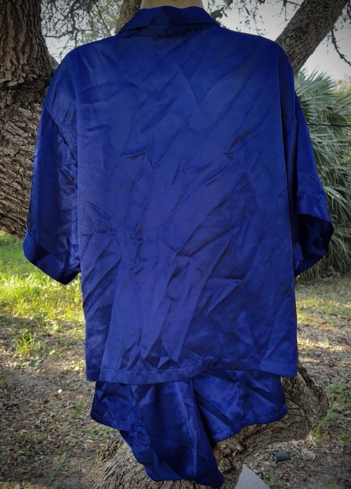 Vintage Victorias Secret Gold Label Blue Satin Pajamas - Size M ...