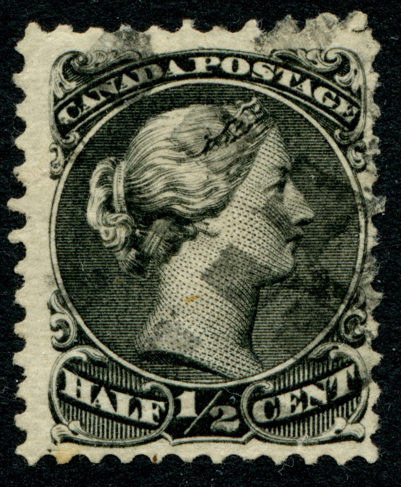 Canada 21ii 1/2c Large Queen - Line above P variety with Fancy Cork ...