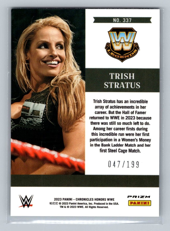 Trish Stratus 2023 Panini Chronicles WWE Pink #337 #47/199 Card | eBay