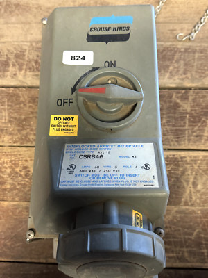 Crouse-Hinds CSR64A Interlocked Arktite Receptacle, 60 Amps, 4 Pole ...