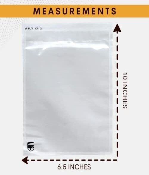 50 Pack UPS Shipping Label Pouches 6.5” x 10” Self-Adhesive Packing ...