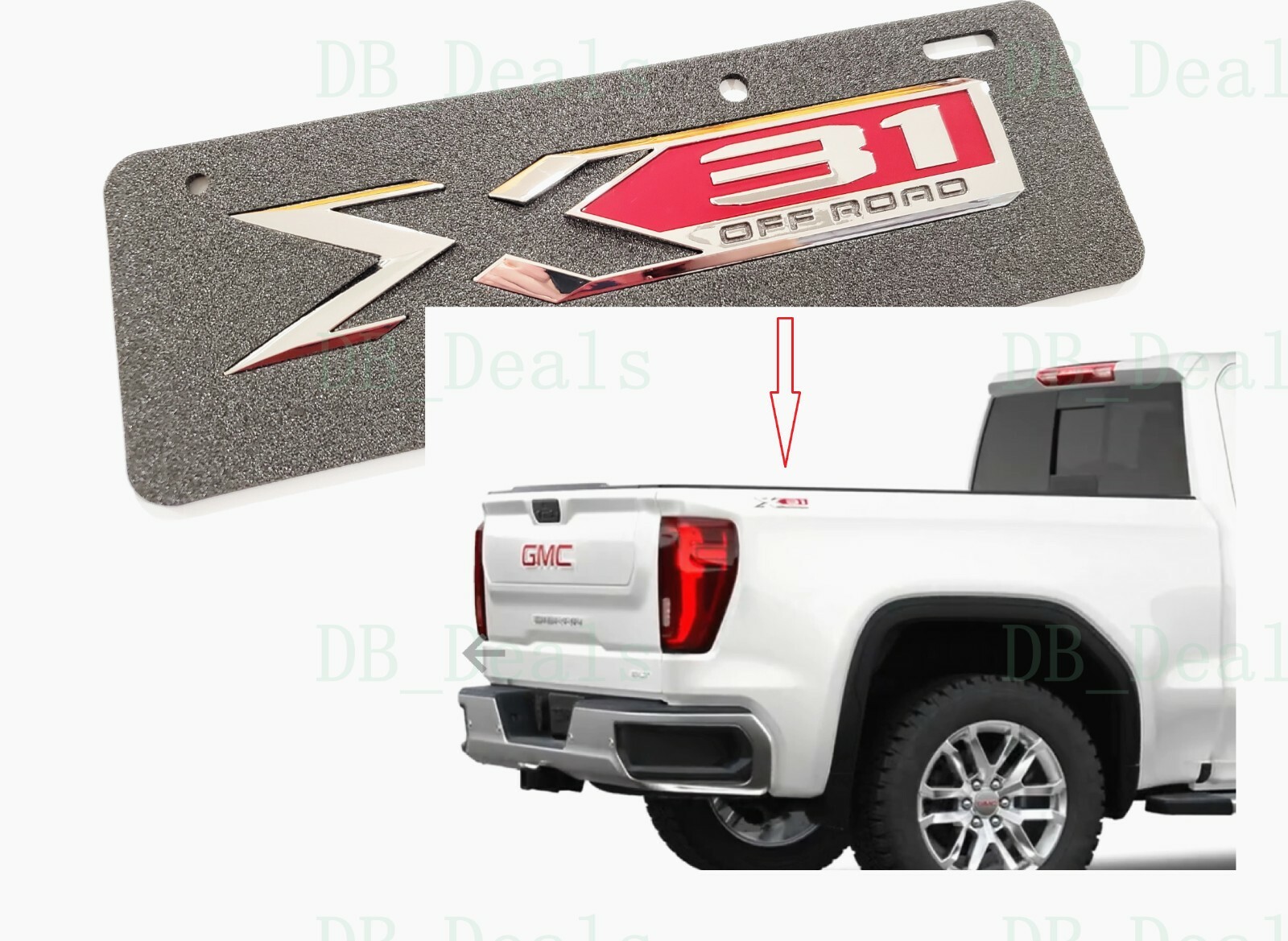 1PC Chrome red X 31 X31 OFF ROAD Bed Emblem 2019-2023 GMC Sierra OEM ...