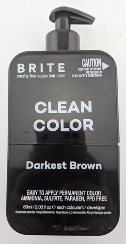 Brite Vegan Hair Colour Clean Color Darkest Brown 60ml Pump Bottle NEW ...