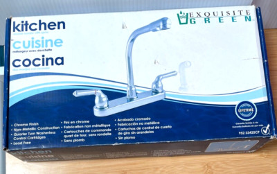 Exquisite Green 952 33425CP Double Handle Kitchen Faucet w Spray New ...