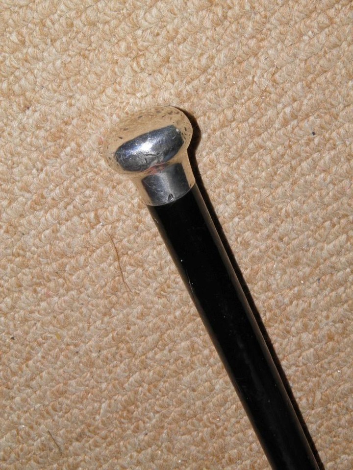 WW1 Military Swagger Stick W/ Hallmarked 1916 Sterling Silver Pommel By ...