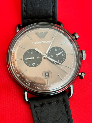 New Emporio Armani Chronograph Date quartz Men watch AR11141 Brown Dial ...