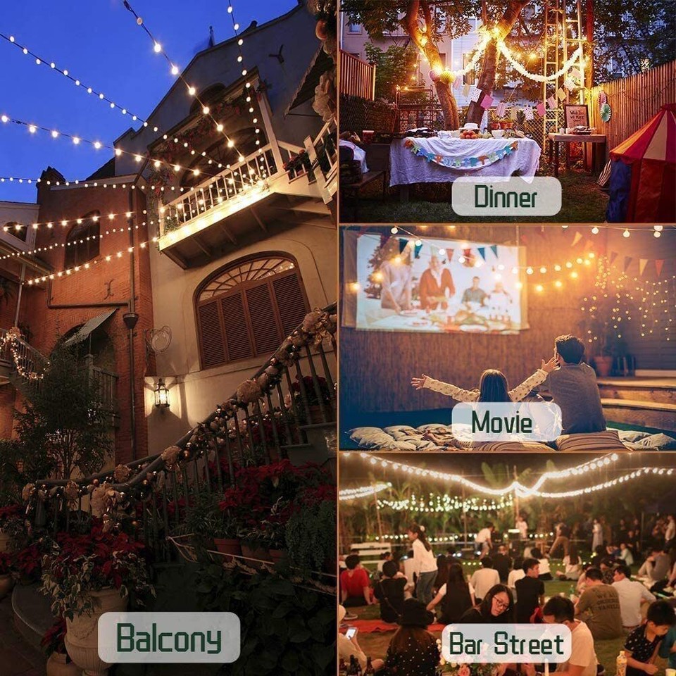 ST38 LED String Lights Outdoor Waterproof Patio Lights 50FT 25 LED ...