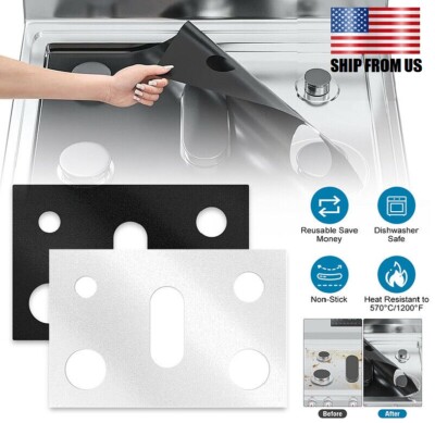 Gas Range Stove Top Burner Cover Protector Reusable Non-stick Liner Fit ...