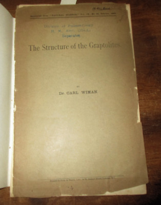 GEOLOGY PALEONTOLOGY 1898 THE STRUCTURE OF GRAPTOLITES By Wiman Classic ...
