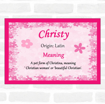 Christy Name Meaning Pink Certificate | eBay UK