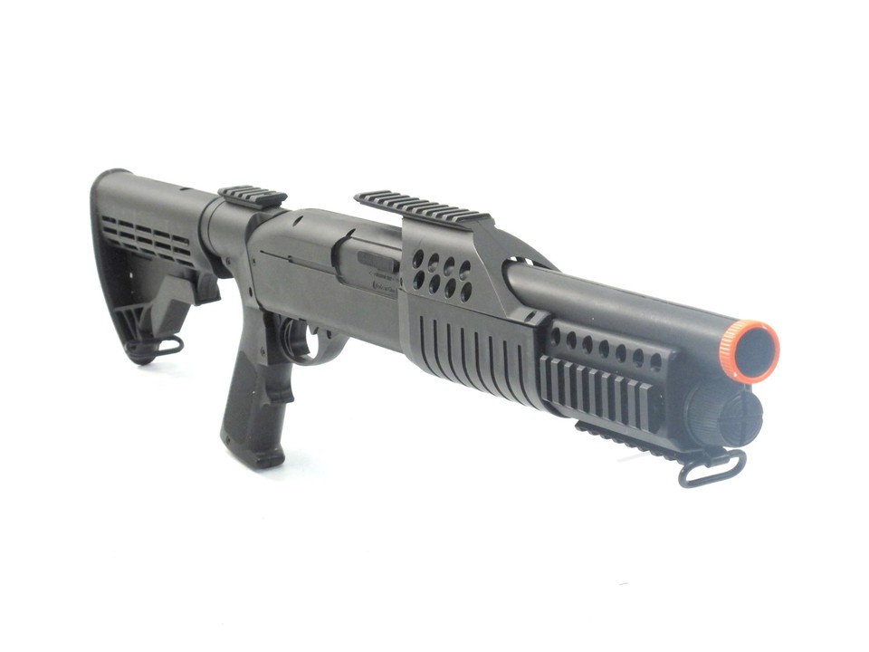 BBTac Airsoft Shotgun Spring Pump Action with Shells Barrel Flashlight ...