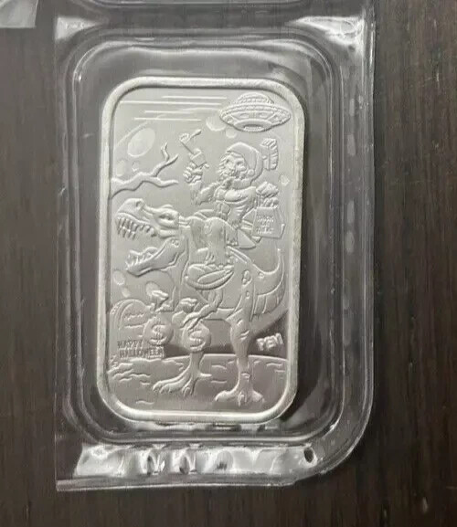 2022 PEM Halloween 1 Oz .999 Silver UFO Scarecrow T-Rex Postal Express ...