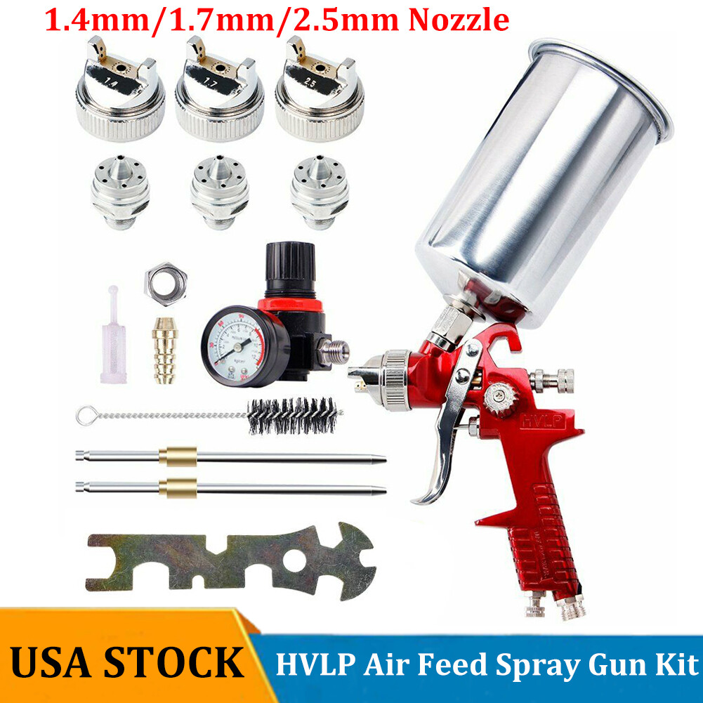 3Nozzles HVLP Auto Paint Air Spray Gun Kit Car Primer Detail Basecoat ...