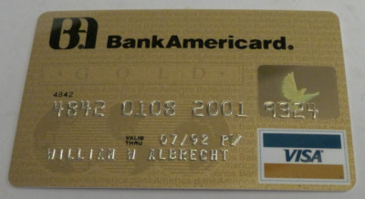 Bank Of America Bank Americard Credit Card Gold Visa -Un-Signed ...
