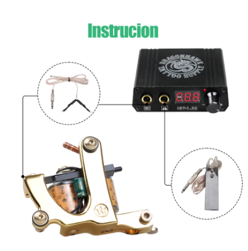 Dragonhawk Coils Tattoo Machines Kit Complete Power Supplies Body Arts ...