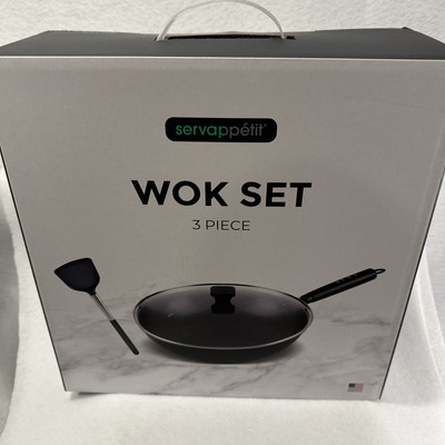 Servappetit 13” Aluminum Wok Set With Cover And Wok Spatula Brand New ...