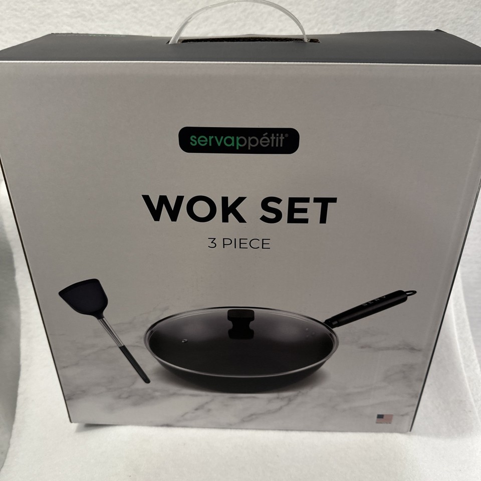 Servappetit 13” Aluminum Wok Set With Cover And Wok Spatula Brand New ...