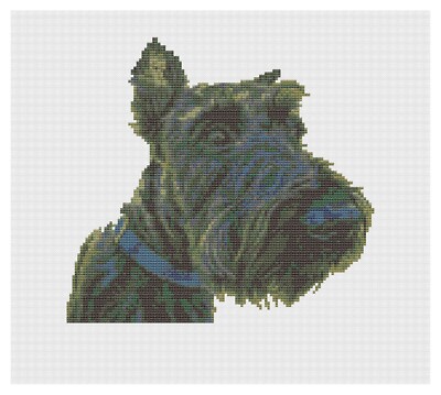 Schema Di Ricamo A Punto Croce Di Florashell - Volto Di Cane Scotty | eBay