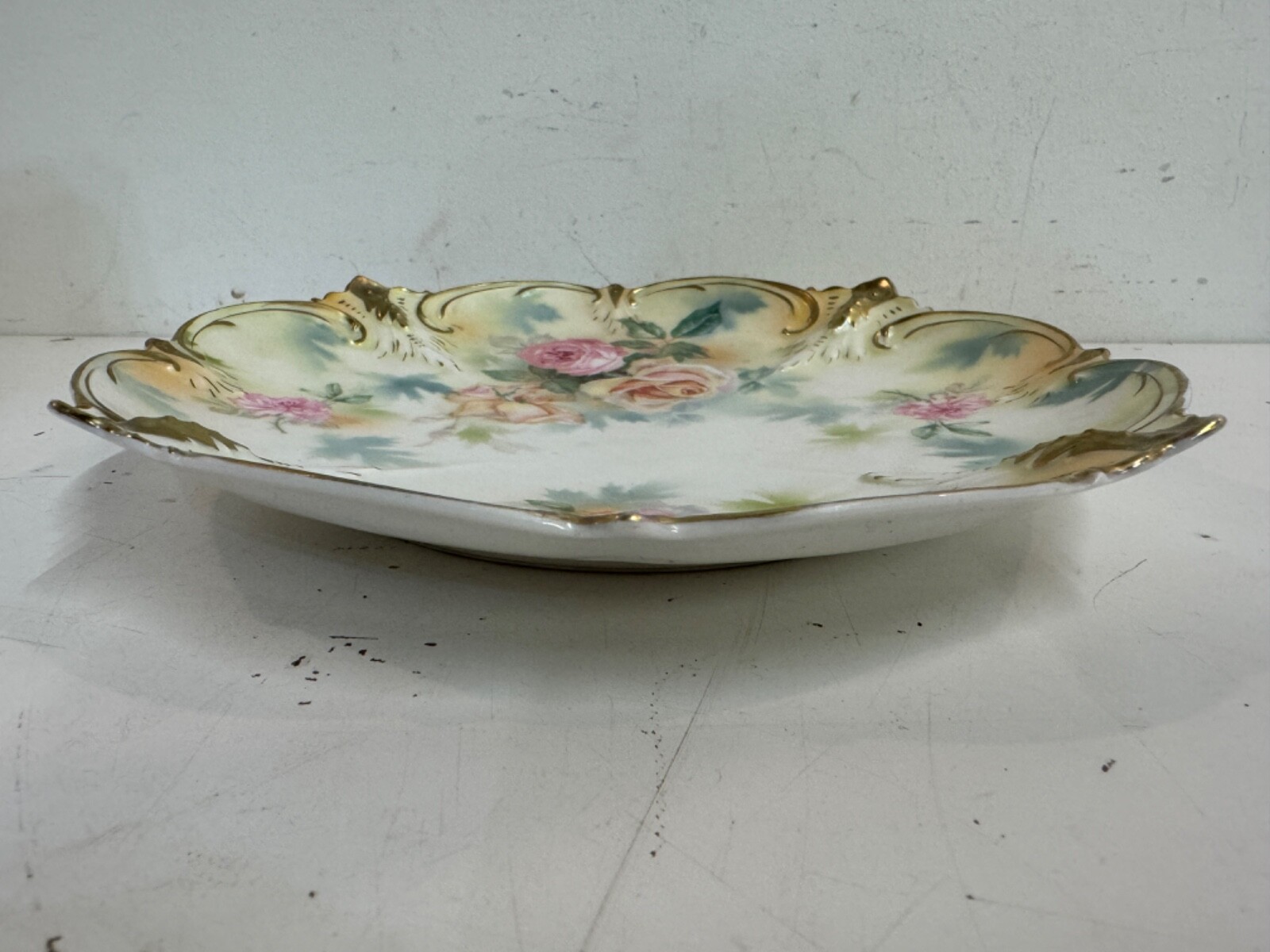 Antique RS Prussia Porcelain Plate with Hand Painted Floral Decorations ...