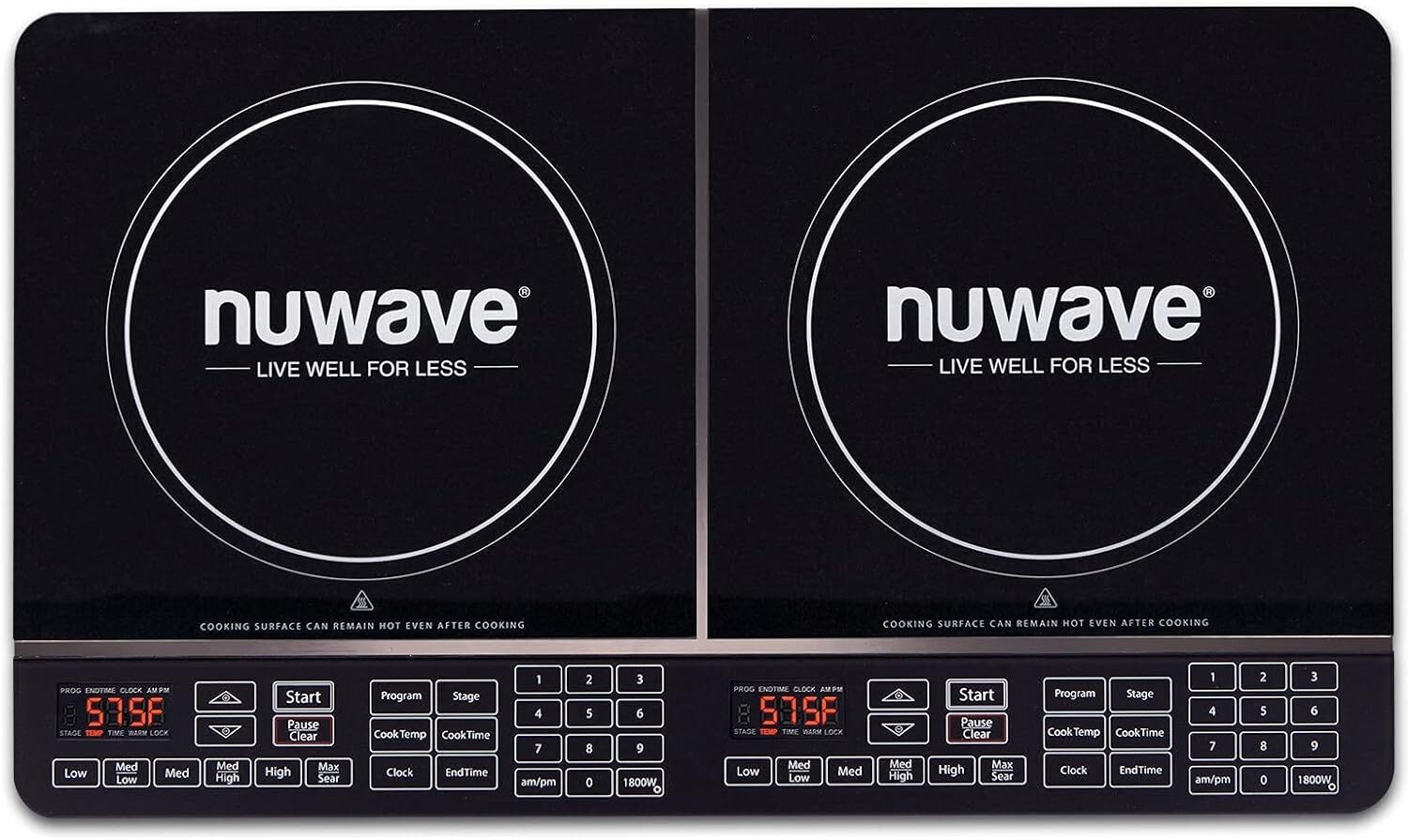 Nuwave Double Induction Cooktop, Powerful 1800W, 2 Large 8” Heating ...