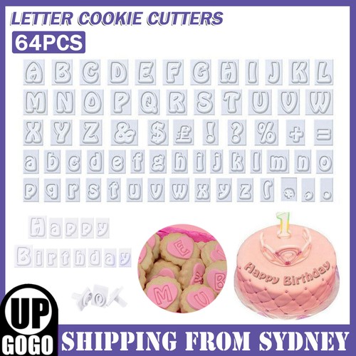 64PCS Fondant Cake Alphabet Letter Cookies Biscuit Stamp Embosser Mold ...