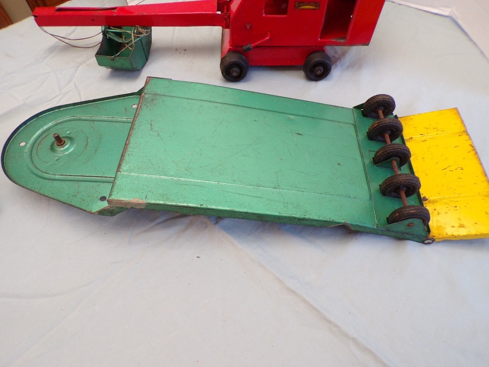 VINTAGE 50'S STRUCTO CONSTRUCTION TRUCK SET LOW BOY TRAILER, SHOVEL ...
