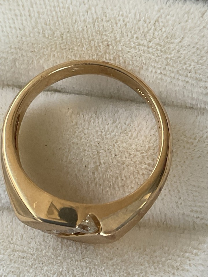 Vintage Magic Glo .60cttw Diamond 14K Yellow Gold Mens Ring Size 10.25 ...