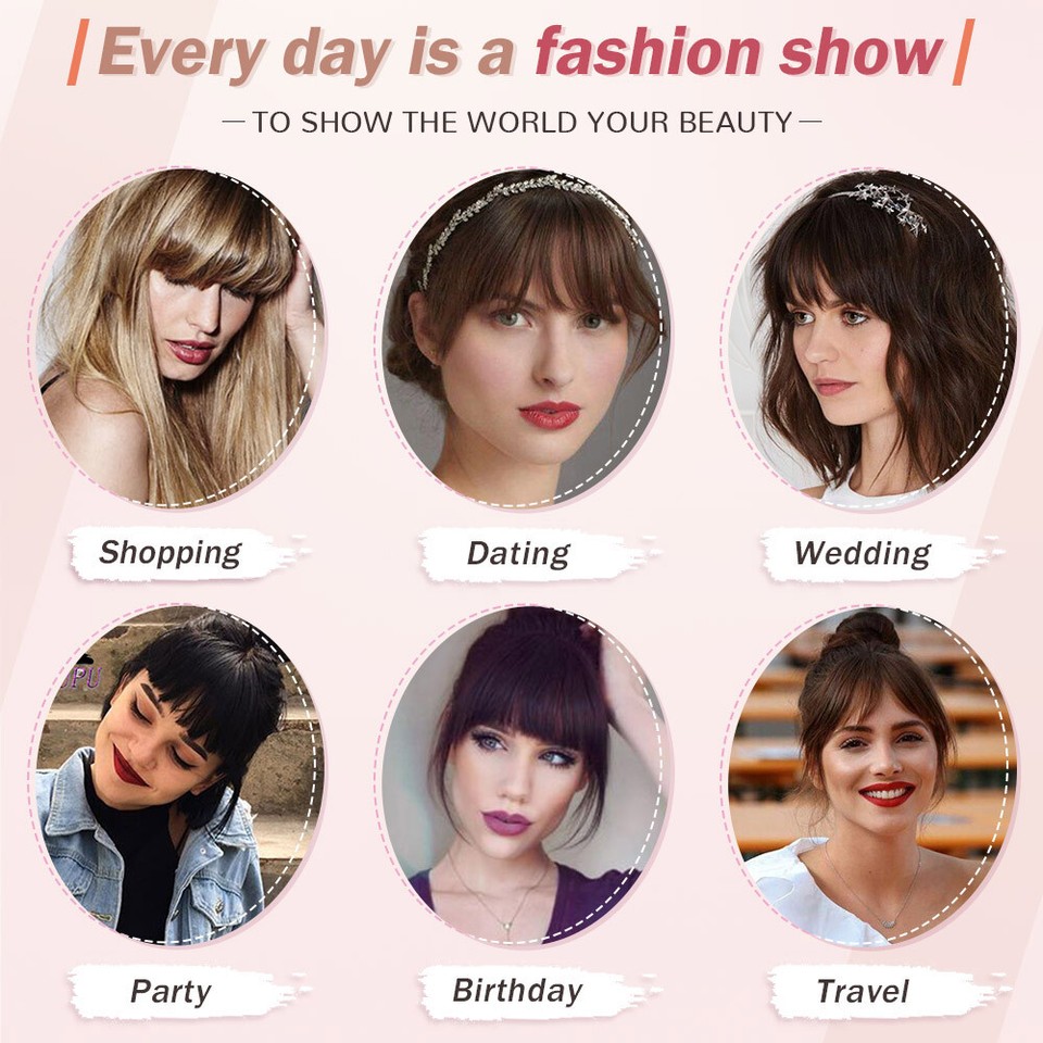 US Topper Neat Bangs Hair Extension Clip in Fringe Fake Hair piece As Real Human | eBay
