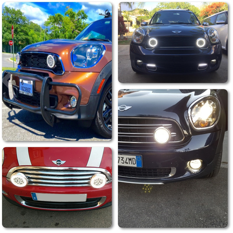Chrome Front Bumper LED Mini Rally Lights Halo DRL For Mini Cooper R50 ...