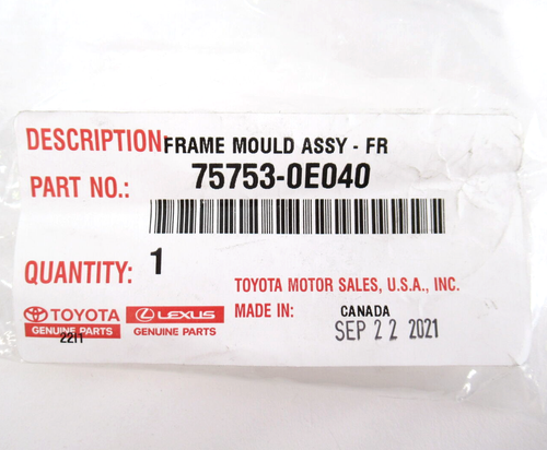 Genuine OEM Toyota Lexus 75753-0E040 Passenger Front Door Upper Window ...