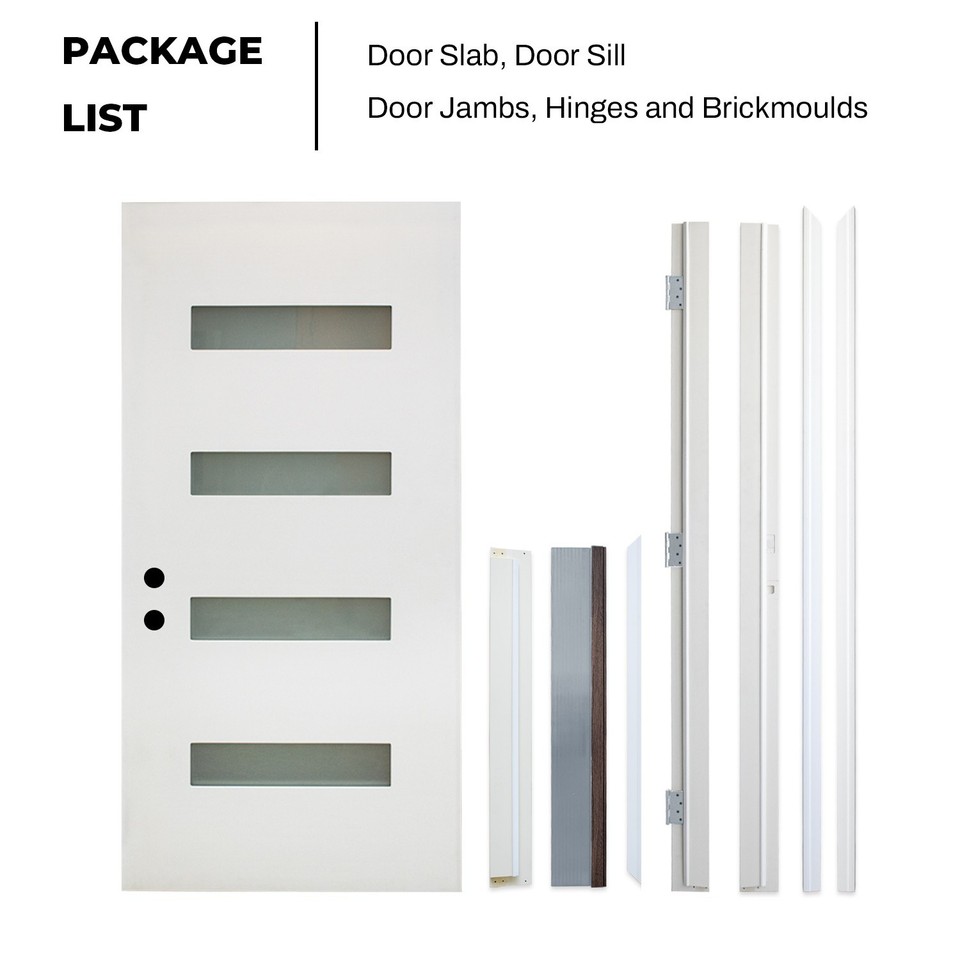 36x 80in Fiberglass Exterior Door, Woodgrain Primed KD Door with ...