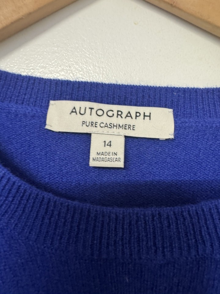Autograph Pure Cashmere Jumper Blue Size 14 | eBay UK